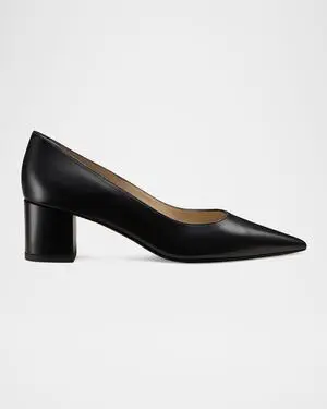 STUART WEITZMAN Leather Block-heel Pumps
