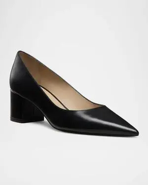 STUART WEITZMAN Leather Block-heel Pumps - Black