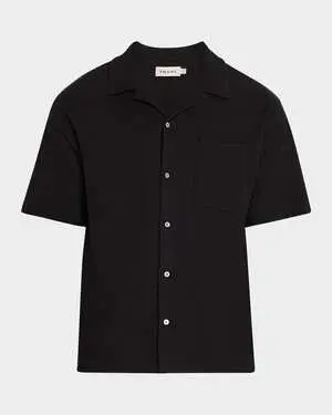 FRAME Men & Apos;s Relaxed Jacquard Camp Shirt Black