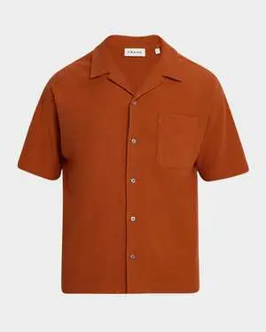 FRAME Men & Apos;s Relaxed Jacquard Camp Shirt Orange
