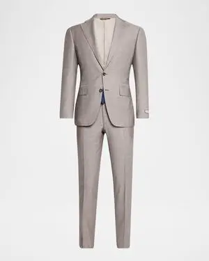 Canali Textured Solid Suit Tan