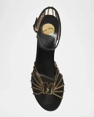 Saint Laurent Babylone Strappy Chain Stiletto Sandals - Nero
