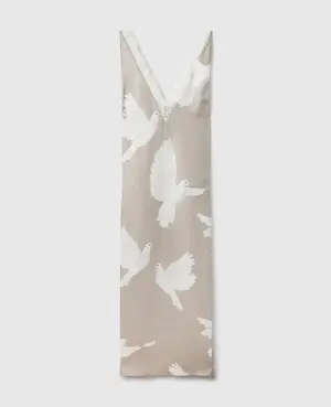 Stella McCartney Sleeveless Dove Print Midi Dress - Beige/white