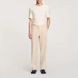 Sandro Oversized Wool Suit Trousers - Oats