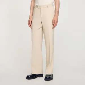 Sandro Oversized Wool Suit Trousers - Oats