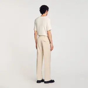 Sandro Oversized Wool Suit Trousers - Oats
