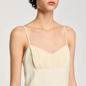 Sandro Pleated Maxi Dress With Spaghetti Straps