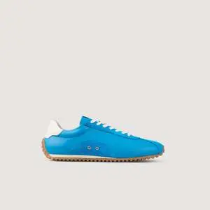 Sandro Leather And Suede Mix Running Sneakers Azur.