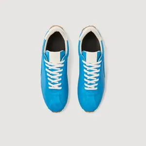Sandro Leather And Suede Mix Running Sneakers - Azur.