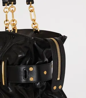 Balmain Small Leather Anthem Shoulder Bag - Black