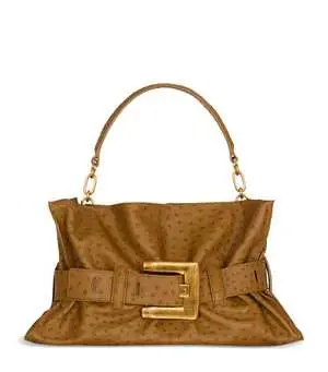 Balmain Medium Anthem Leather Shoulder Bag - Brown