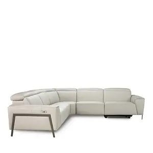 NICOLETTI Puglia Leather 5 Piece Sectional Reclining Sofa - Minerva - Fango