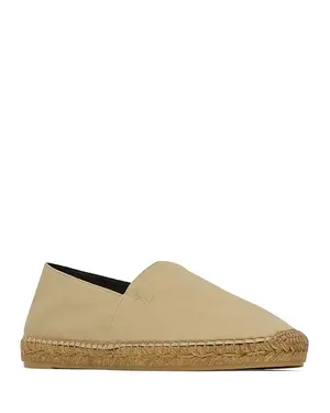 Saint Laurent Logo-embroidered Canvas Espadrilles - Biscuit Cotton Gabardine