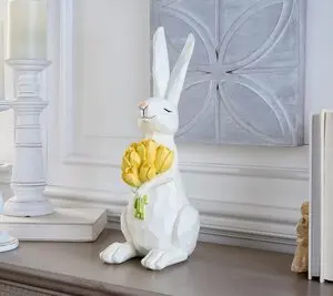 VALERIE PARR HILL 15' Resin Bunny With Yellow Flowers Valerie - One-color