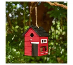 GLITZHOME 10' Modern Red Solid Wood Outdoor Gar Den Birdhouse - One-color