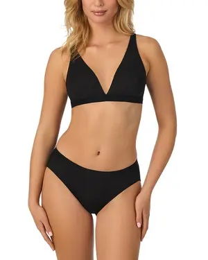 ON GOSSAMER Cabana Cotton Rib Plunge Bralette - Black