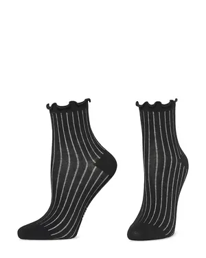Hue Sheer Ribbed Anklet Socks Black