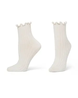 Hue Sheer Ribbed Anklet Socks Ivory