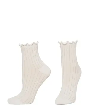Hue Sheer Ribbed Anklet Socks Sand