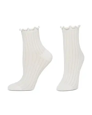 Hue Sheer Ribbed Anklet Socks White