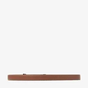 JIMMY CHOO Diamond Clasp Calf Leather Belt - Tan/ecru/gold