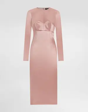Dolce & Gabbana Stretch Satin Calf-length Dress - Pink