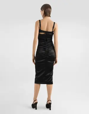 Dolce & Gabbana Draped Calf-length Dress With Bra-style Detailing