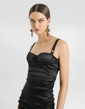 Dolce & Gabbana Draped Calf-length Dress With Bra-style Detailing