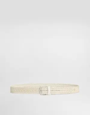 Dolce & Gabbana Woven Leather Belt - Beige