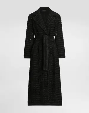 Dolce & Gabbana Tweed Coat With Micro-sequin Embellishment