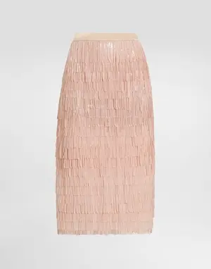 Dolce & Gabbana Sequined Fringe Embellished Skirt - Pink