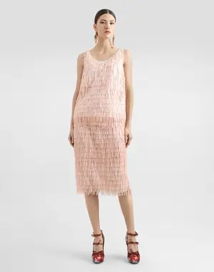 Dolce & Gabbana Sequined Fringe Embellished Skirt - Pink