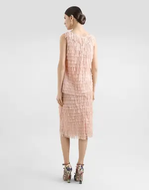 Dolce & Gabbana Sequined Fringe Embellished Skirt - Pink
