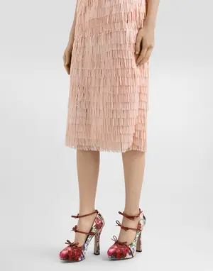 Dolce & Gabbana Sequined Fringe Embellished Skirt - Pink