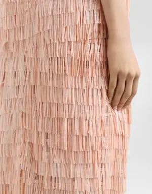 Dolce & Gabbana Sequined Fringe Embellished Skirt - Pink