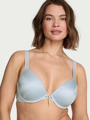 Victoria's Secret Very Sexy Rose Lace Lightly Lined Plunge Demi Bra - Blue