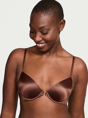 Victoria's Secret Very Sexy Party Floral Sequin Embroidery Lightly Lined Plunge Demi Bra - Brown