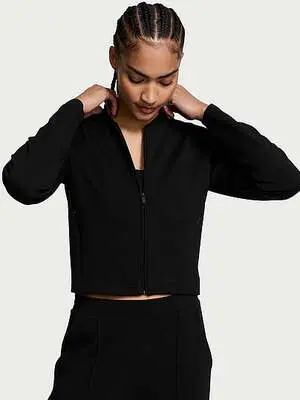 Victoria's Secret Vsx Featherweight Knit Full-zip Jacket - Black