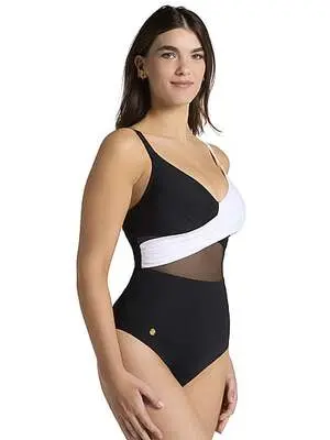 Victoria's Secret Leonisa Shapewear Cross-front Contrast One-piece Slimming Swimsuit - Black