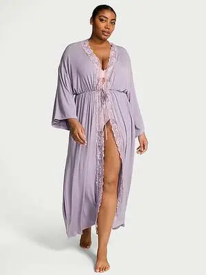 Victoria's Secret Sosoft™ Modal Ribbed Lace-trim Long Robe Purple