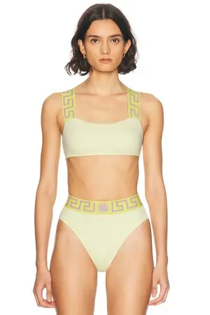Versace Bikini Top - Pale Yellow & Dusty Lavender