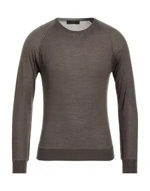 MOORER Wool, Silk, And Cashmere Crewneck Sweater - Taupe