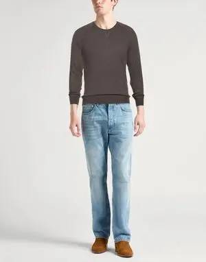 MOORER Wool, Silk, And Cashmere Crewneck Sweater - Taupe