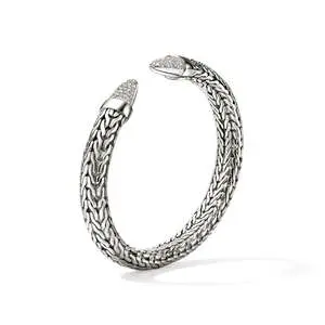 John Hardy Spear 5.0 Flex Cuff With Diamonds - Sterling Silver