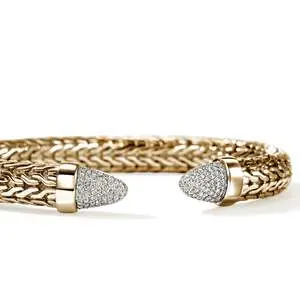 John Hardy Spear Diamond Flex Cuff - Gold