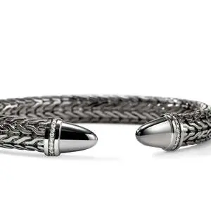 John Hardy Spear Flex Cuff With Dark Diamonds