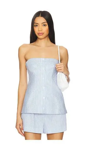 Simkhai Vivvy Bustier Top - Blue Hydrangea Stripe