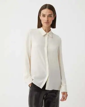 Veronica De Piante Camille Shirt In Silk Georgette - Ivory