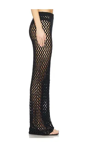 MORE TO COME Rue Crochet Wide Leg Pants - Black