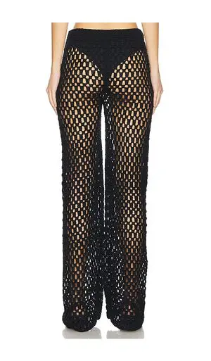 MORE TO COME Rue Crochet Wide Leg Pants - Black